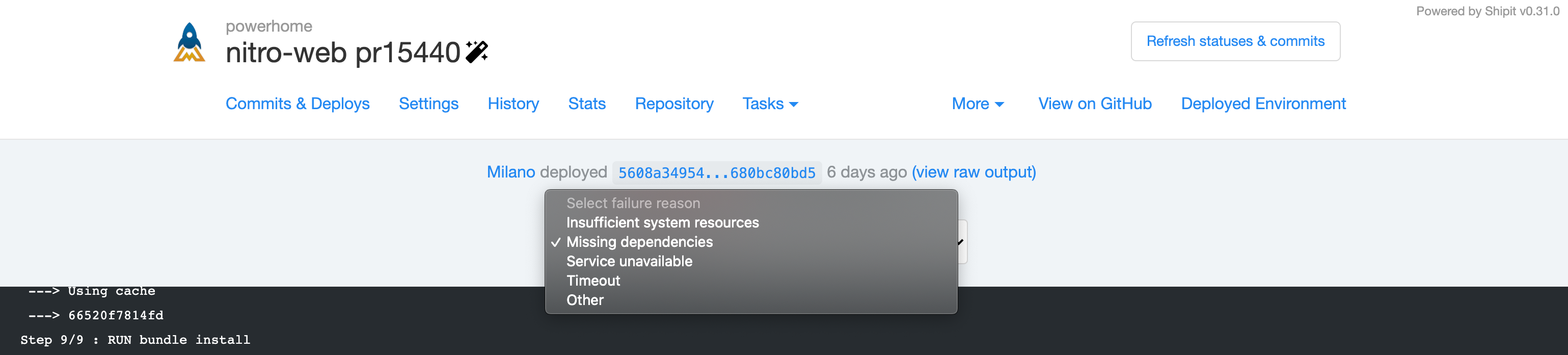 [Proposal] Collect deployment 'Failure Reasons' · Issue #1076 · Shopify/shipit-engine · GitHub