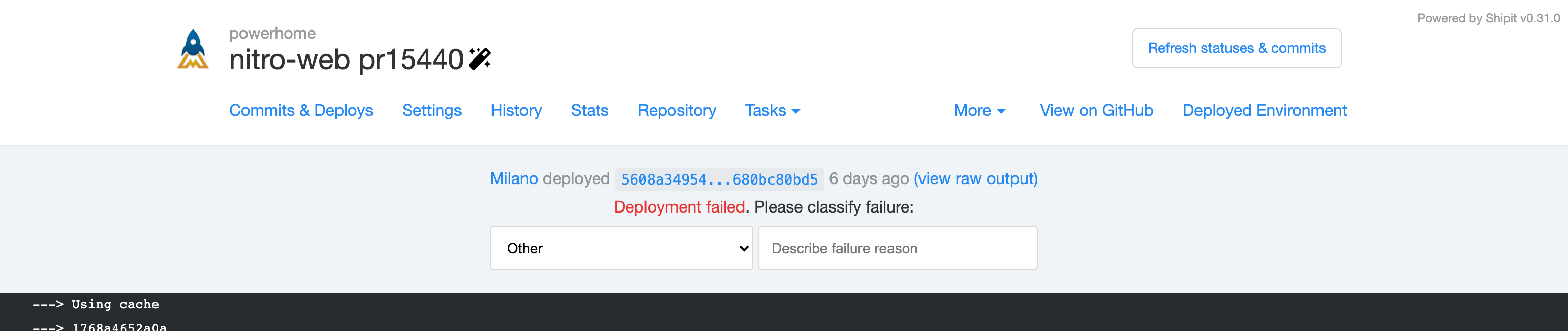 [Proposal] Collect deployment 'Failure Reasons' · Issue #1076 · Shopify/shipit-engine · GitHub