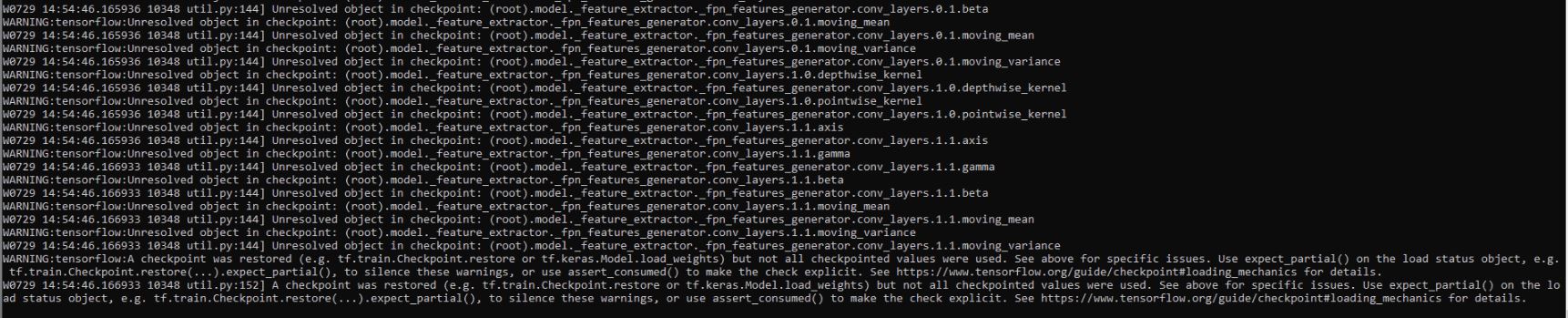 WARNING:tensorflow:A checkpoint was restored (e.g. tf.train.Checkpoint.restore or tf.keras.Model ...