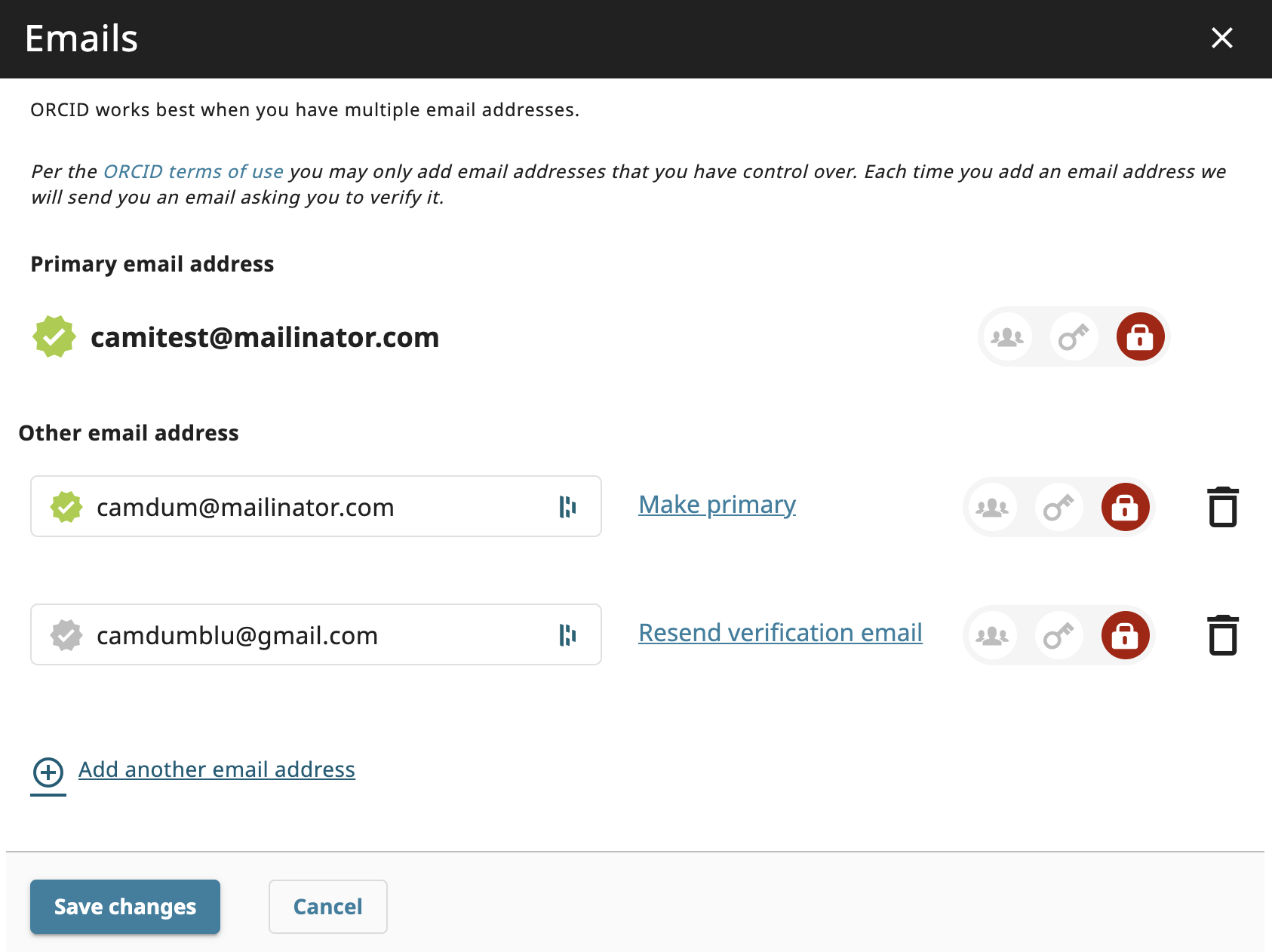 Emails Make Primary Link Clickable For Primary Email · Issue 1058 · Orcid Orcid Angular · Github