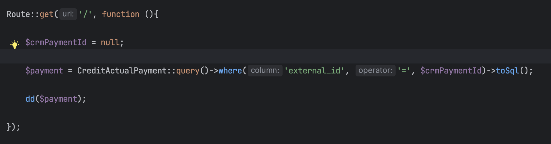 when we give null value to Query builder where method we get where is null · Issue #47772 ...