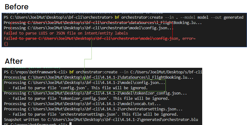 [#1350] Failed to parse config.json, error= {} while creating ...