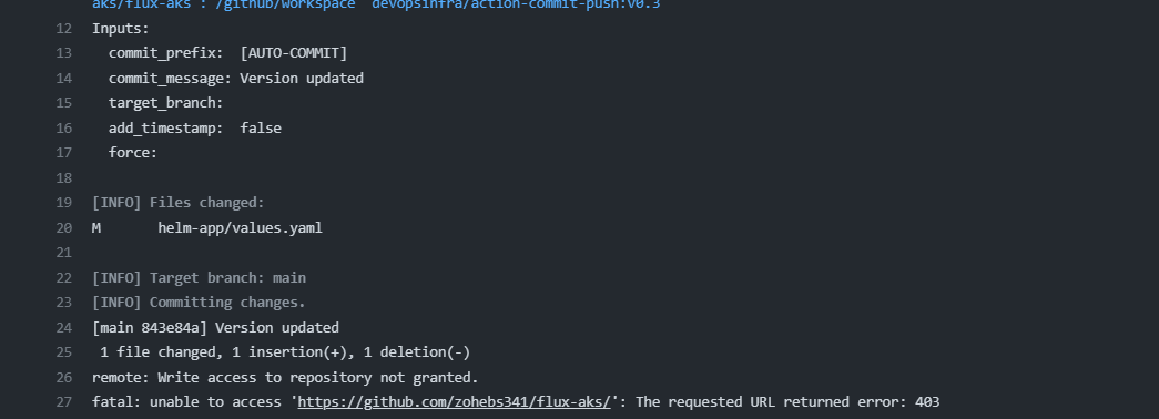 Using this repo - https://github.com/devops-infra/action-commit-push for replacing tag in helm ...