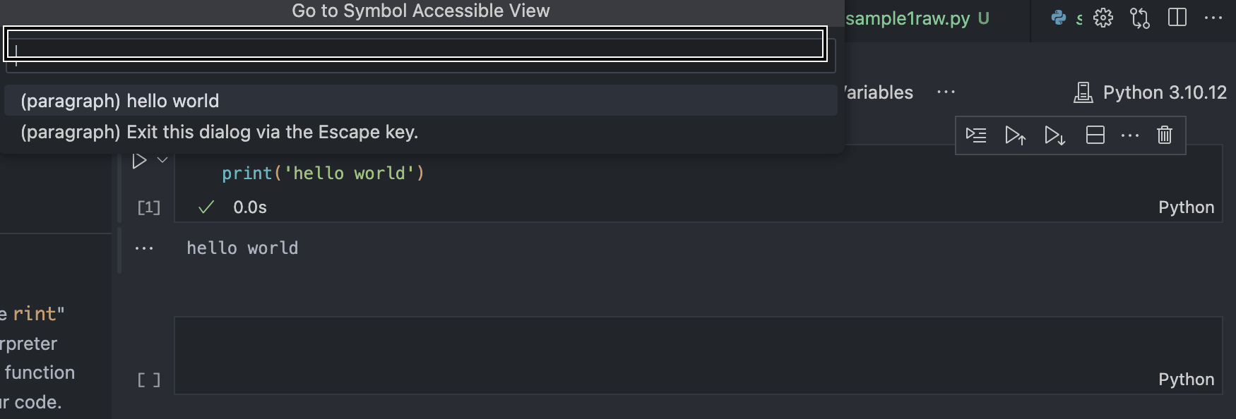Notebook output accessible view has go to symbol action · Issue #191689 · microsoft/vscode · GitHub