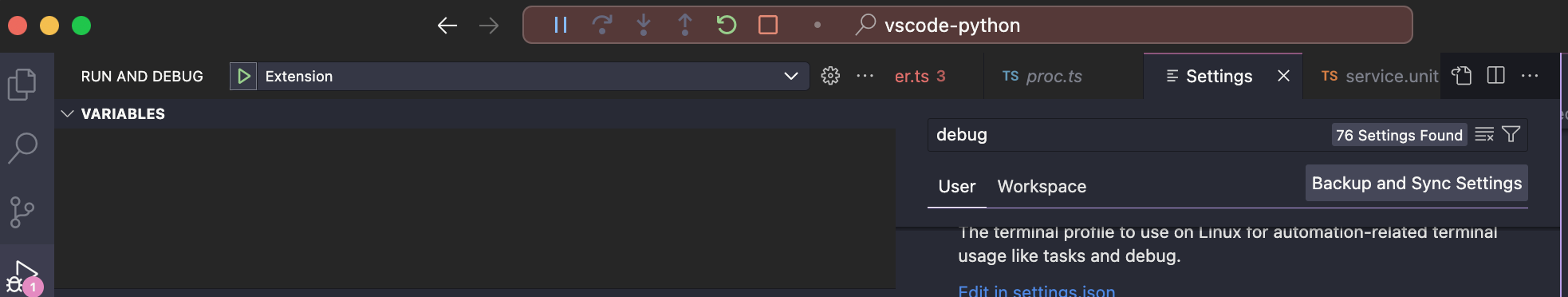 Debug toolbar with commandCenter limits command center search · Issue #194195 · microsoft/vscode ...