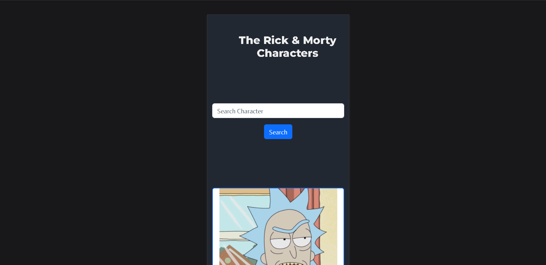 GitHub - farazabir/The-RickMorty-Characters: A react app with a search bar that will help user ...