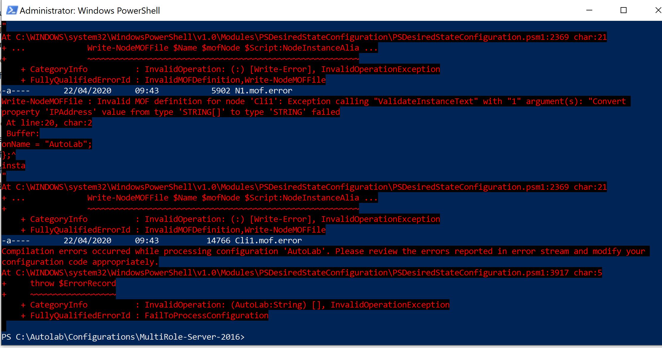 trying to install the lab, but unsuccessful in starting the Unattend-lab command (running ...