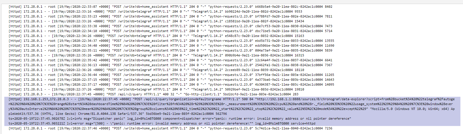 Flux query causes httpd error when running Docker image on Raspberry Pi 3/4 · Issue #18169 ...