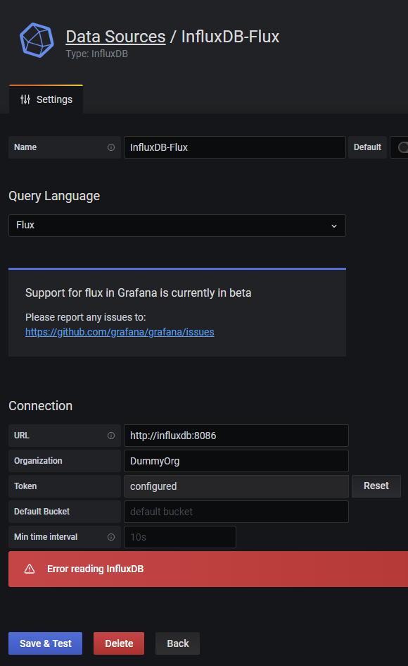 V7.1 beta2 Influxb v1.8 Flux Support - Datasource Setup issues · Issue ...
