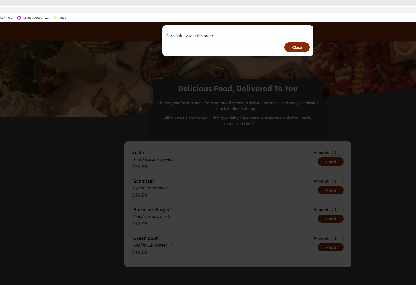 GitHub - eyalItzhak/Food-Order-App