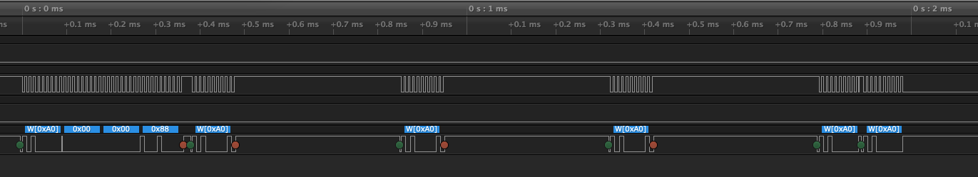 I2C write issue with AT24C EEPROM TIMEOUT or error in i2c_write HAL_I2C_ErrorCallback:4, index=0 ...