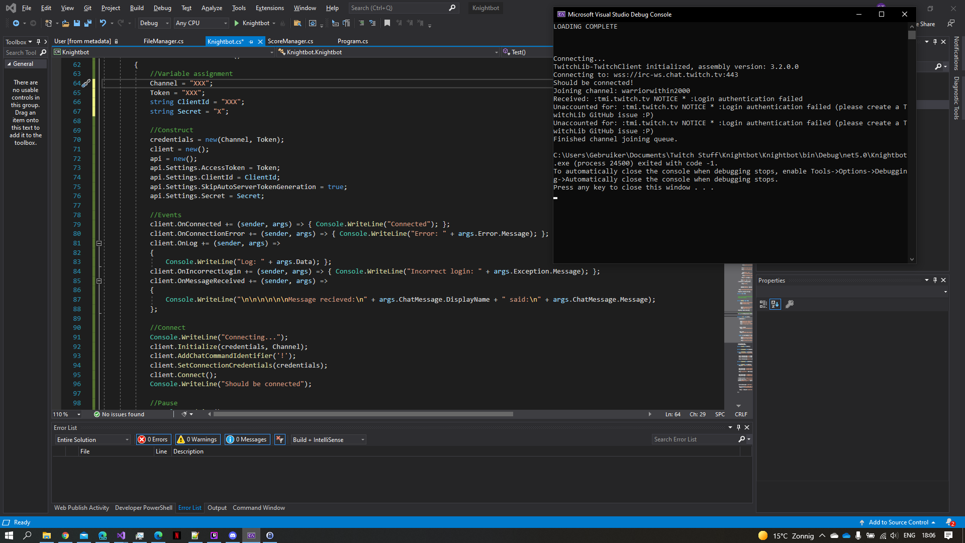 Login authentication failed · Issue #1057 · TwitchLib/TwitchLib · GitHub