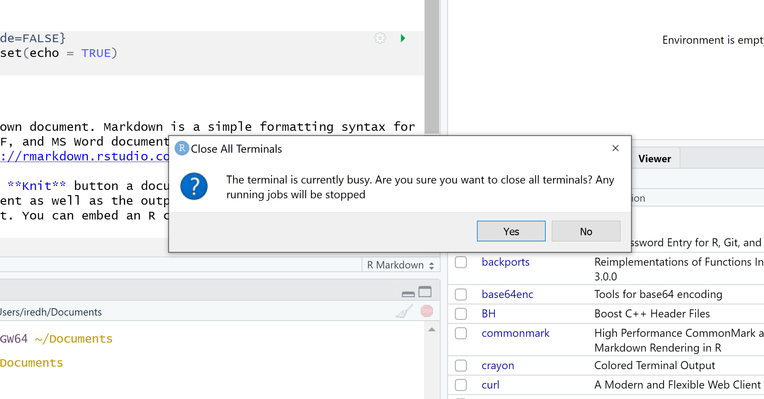 No warning is presented to the user when closing the terminal with an ...