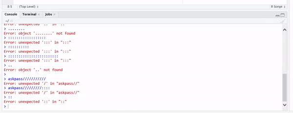 The IDE overrides colon ':' keystrokes as forward slashes '/' when they ...