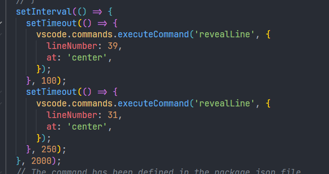 [Extension Api] when executing command "revealLine" with little delay ...