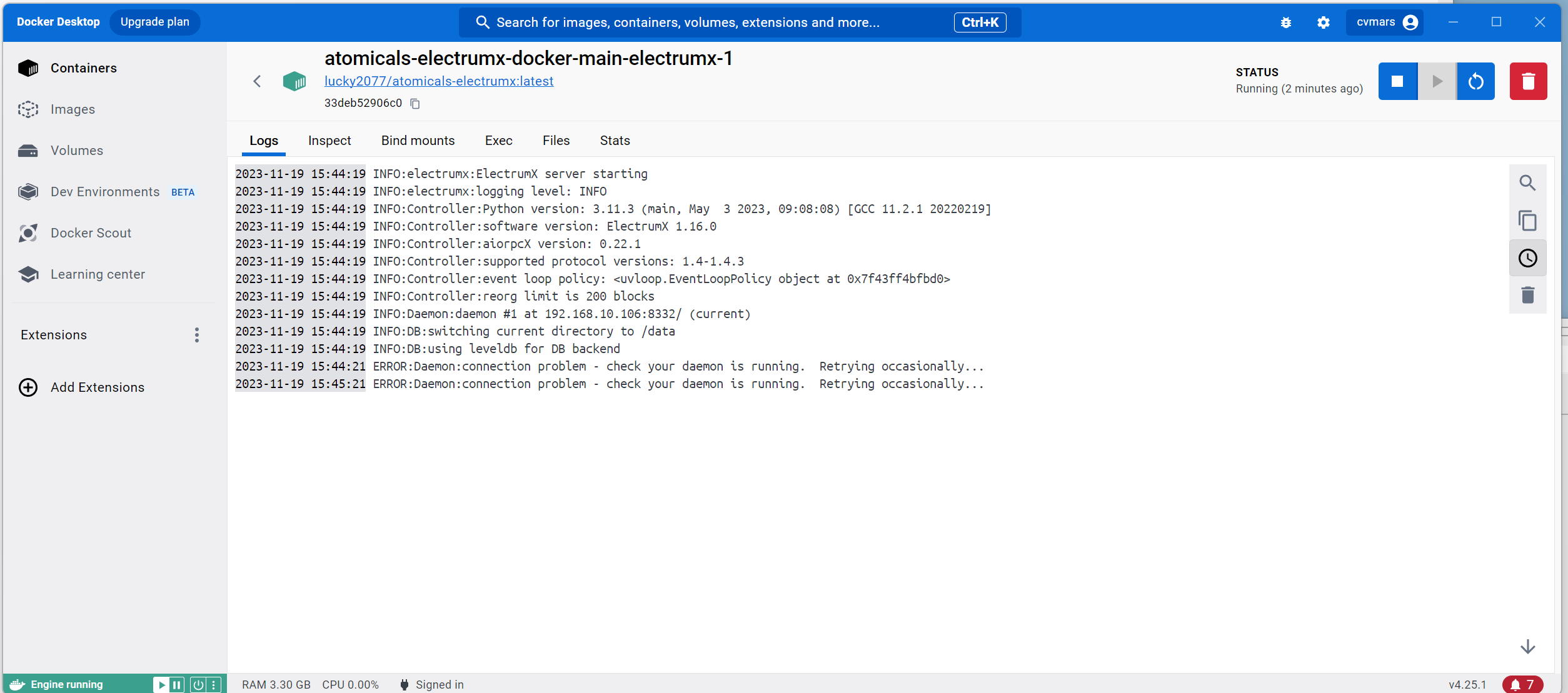 Error Daemon Connection Problem Check Your Daemon Is Running Retrying Occasionally · Issue