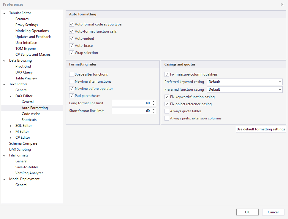 `CallDaxFormatter()` isn't respecting short/long line option · Issue #324 · TabularEditor ...