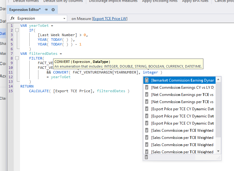 Autocomplete isn't listing datatypes · Issue #474 · TabularEditor/TabularEditor3 · GitHub