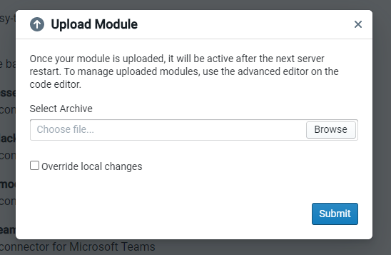 [FEATURE] Checkbox to override local changes when uploading module · Issue #1044 · botpress/v12 ...