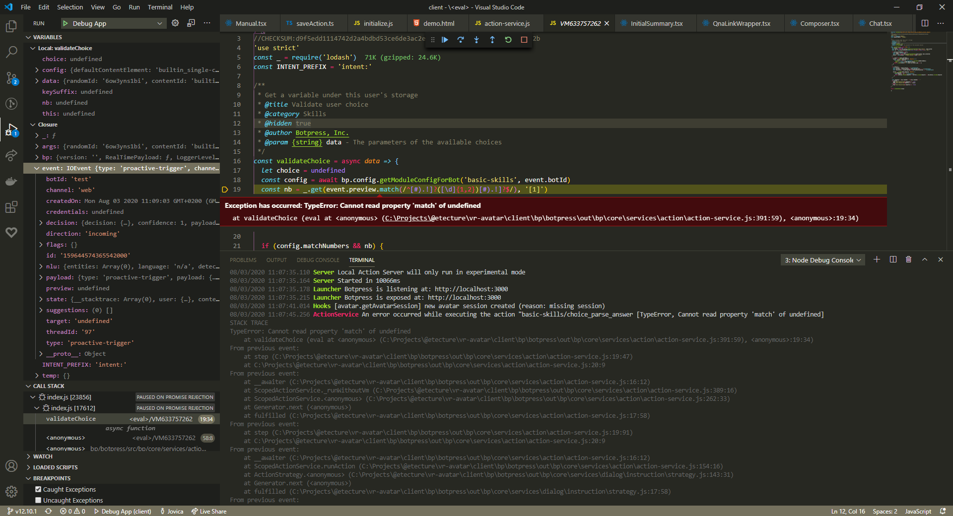 Choice skill cause error · Issue #1059 · botpress/v12 · GitHub