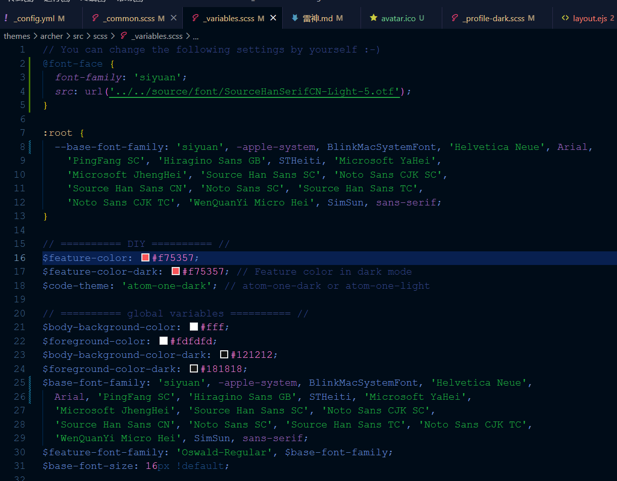 我想设置我自己的字体 · Issue #376 · fi3ework/hexo-theme-archer · GitHub