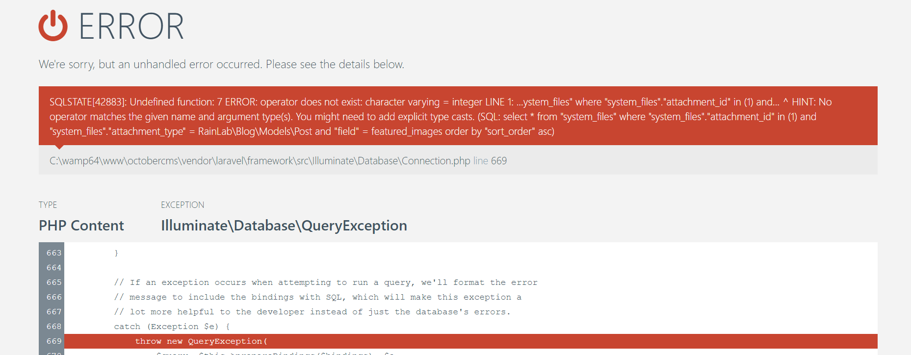 Octobercms With Postgresql Db Showing Error In Blog Page · Issue 5444 · Octobercmsoctober · Github