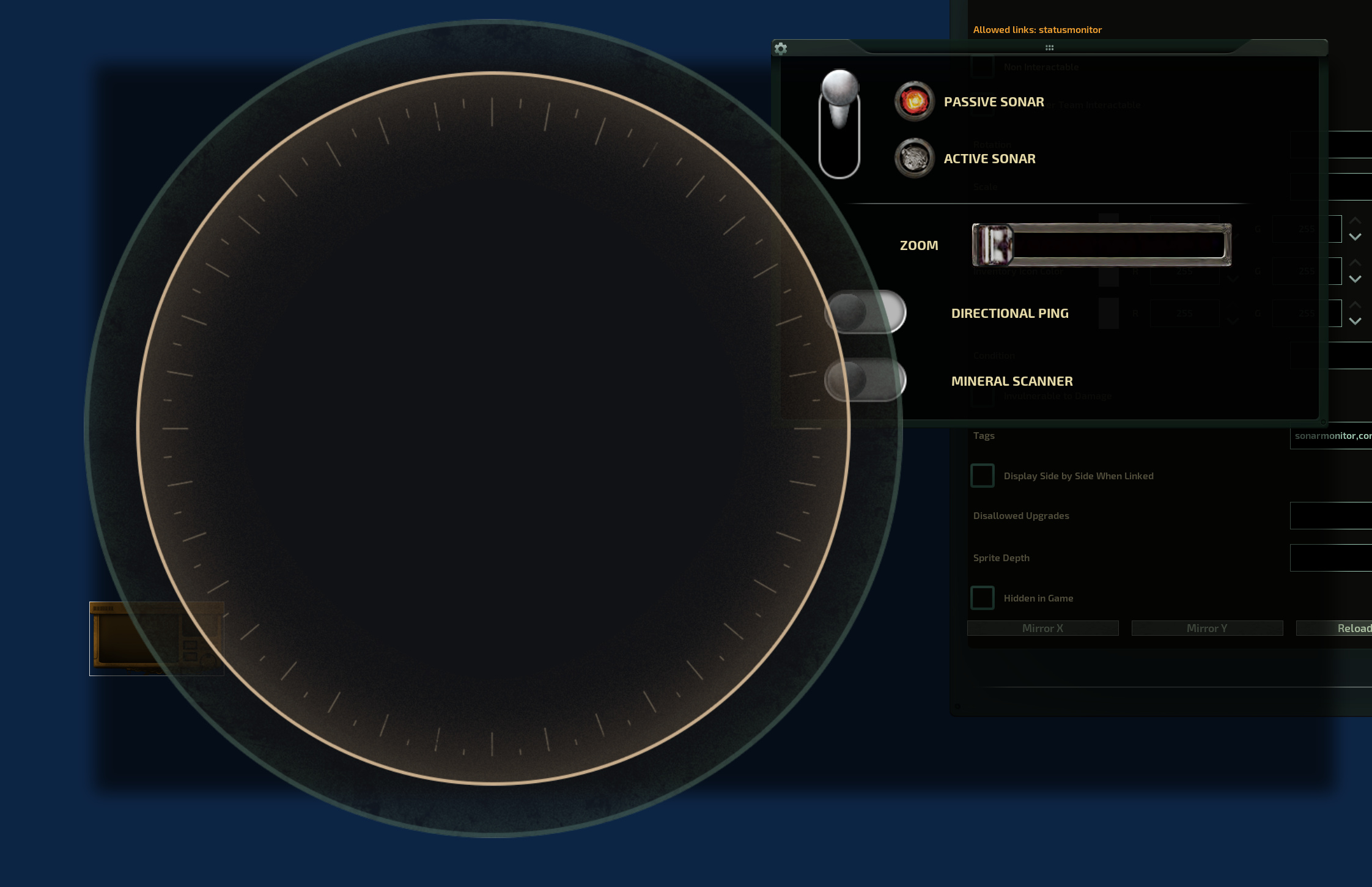 [UI] Circle window of a Sonar Monitor overlaps its control panel ...