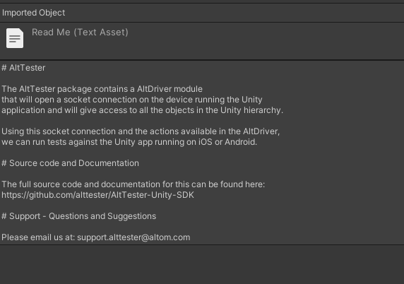 Change support email in ReadMe.txt · Issue #878 · alttester/AltTester ...