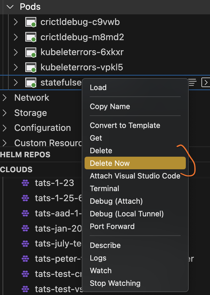 Ability To Delete Pods Under A Namespace Selected In Vs Code For Aks Cluster · Issue 219