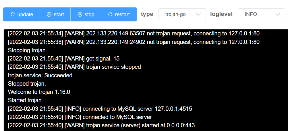[bug]网页端切换trojan-go无效，仍然是原版trojan · Issue #612 · Jrohy/trojan · GitHub
