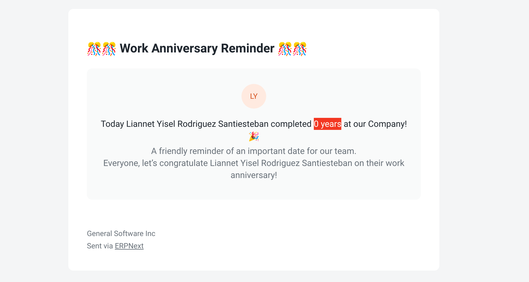 Work Anniversary Reminder is execute for zero years · Issue #28091 ...