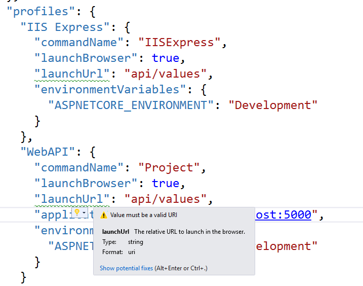 launchUrl property shows a warning · Issue #1508 · dotnet/templating · GitHub