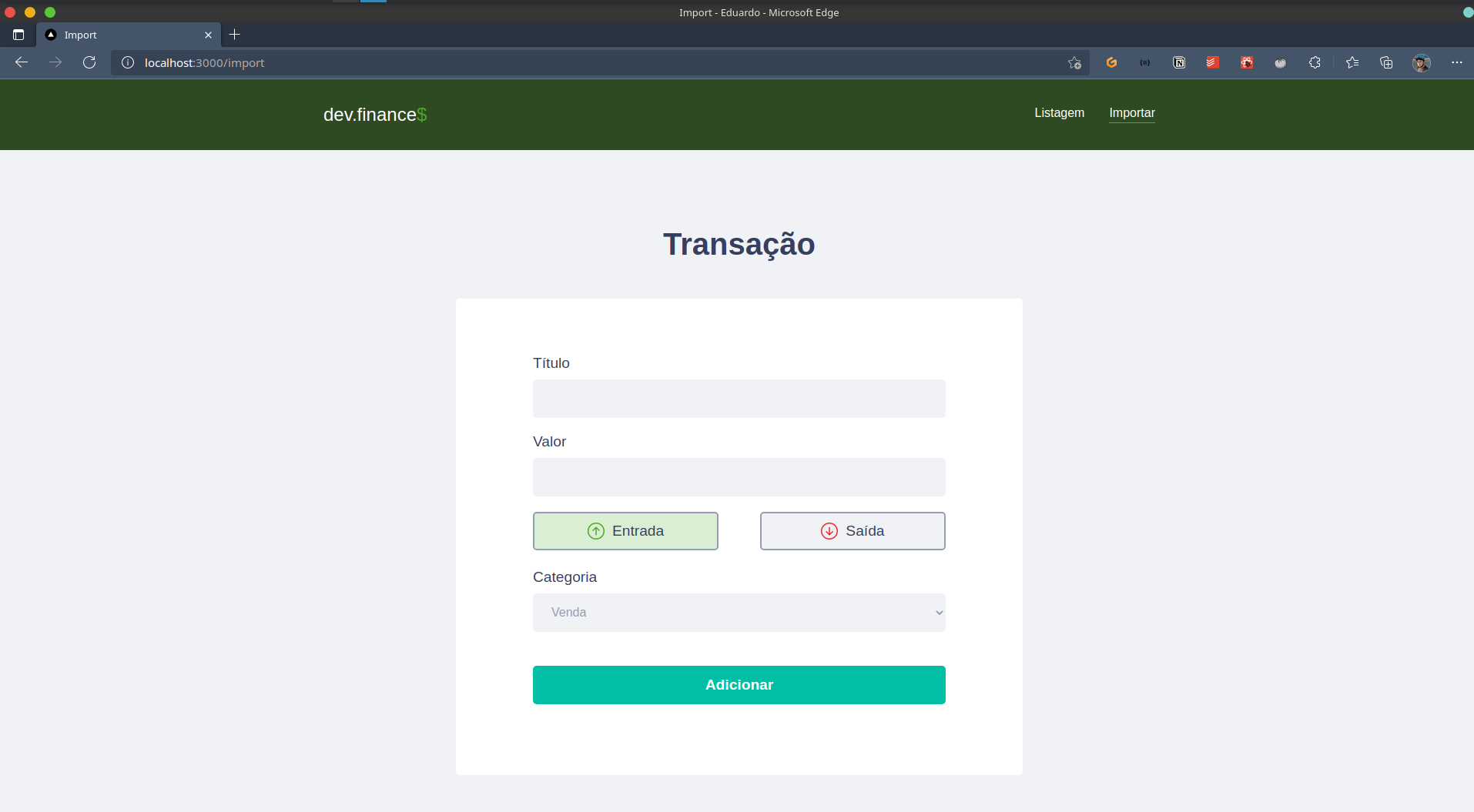 GitHub - eduardor2m/dev-finances