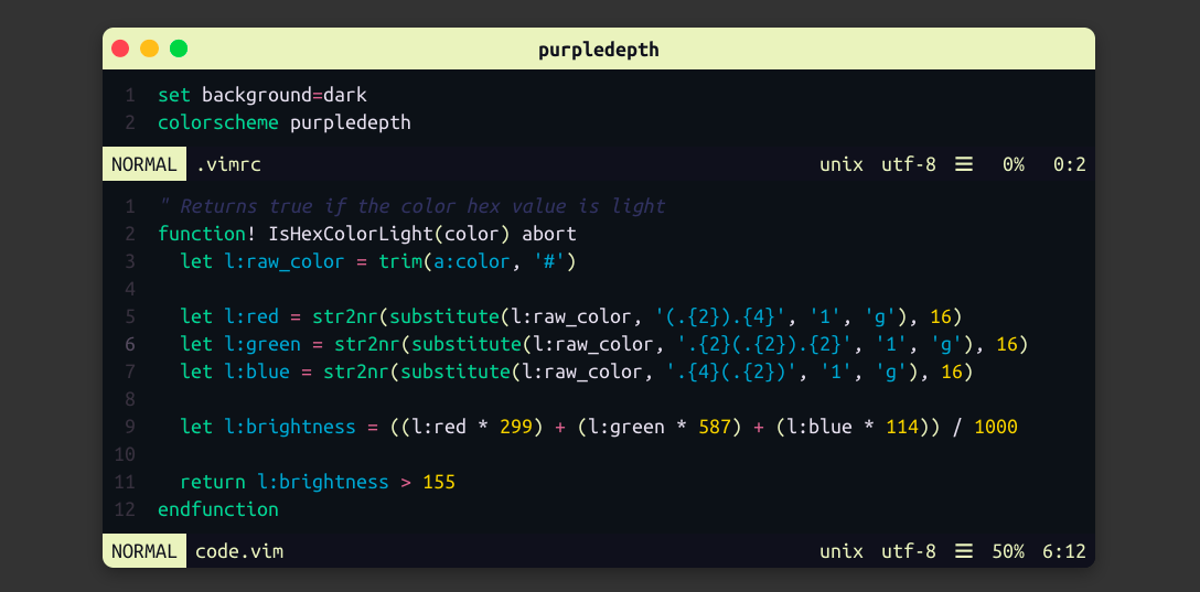GitHub - itssimmons/purpledepth: (neo)vim color schema for those who love 💜