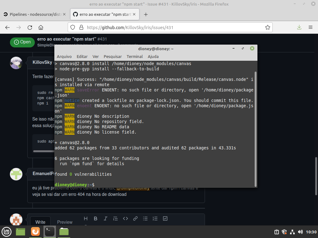 erro ao executar "npm start" · Issue #431 · KillovSky/Iris · GitHub
