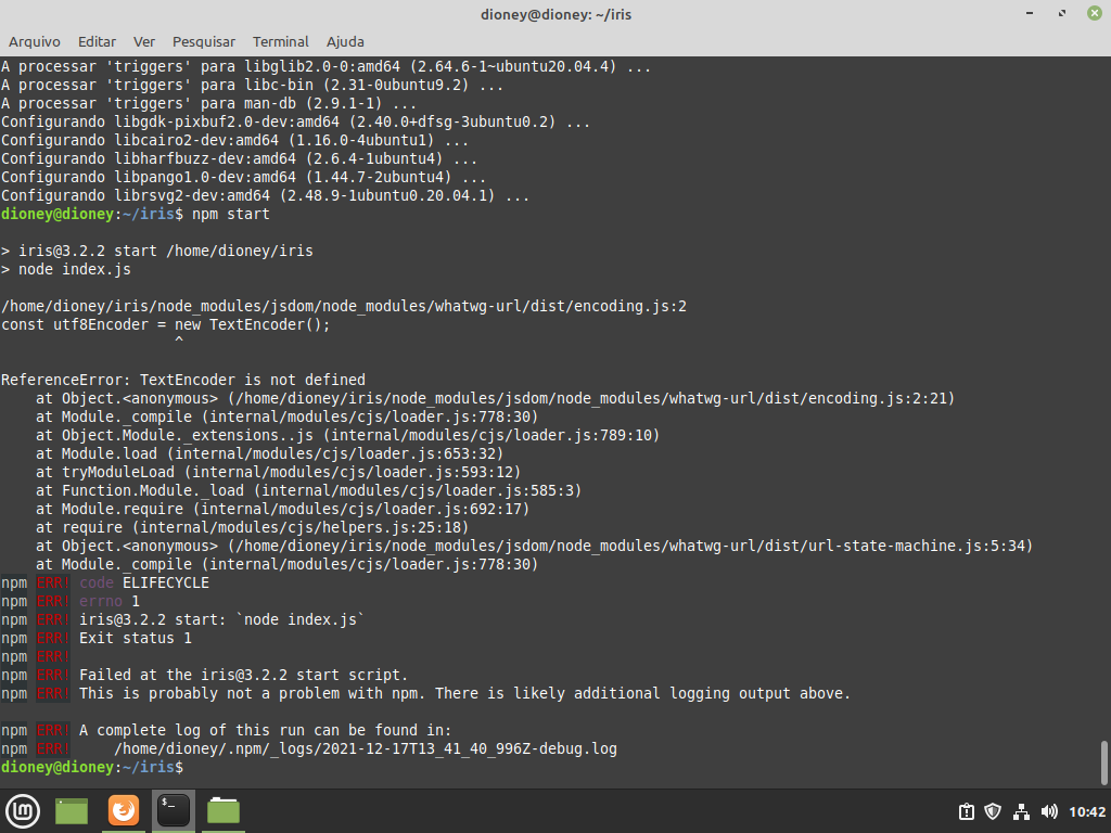 erro ao executar "npm start" · Issue #431 · KillovSky/Iris · GitHub