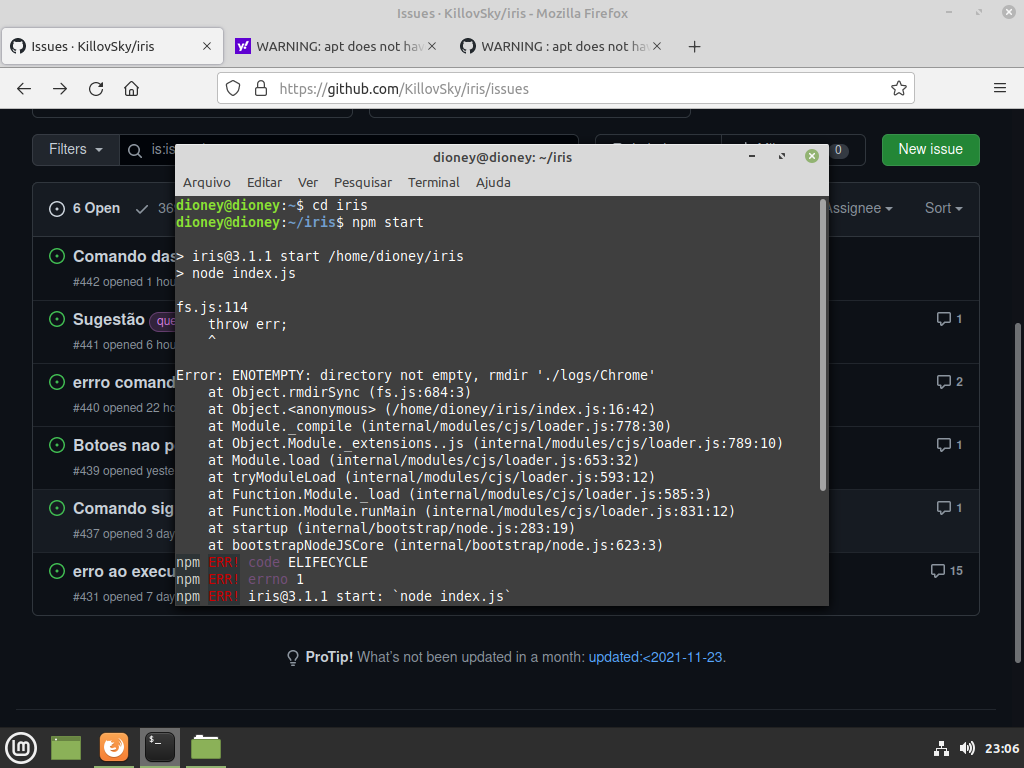 Apos O Erro Do Npm Start · Issue 443 · Killovskyiris · Github 
