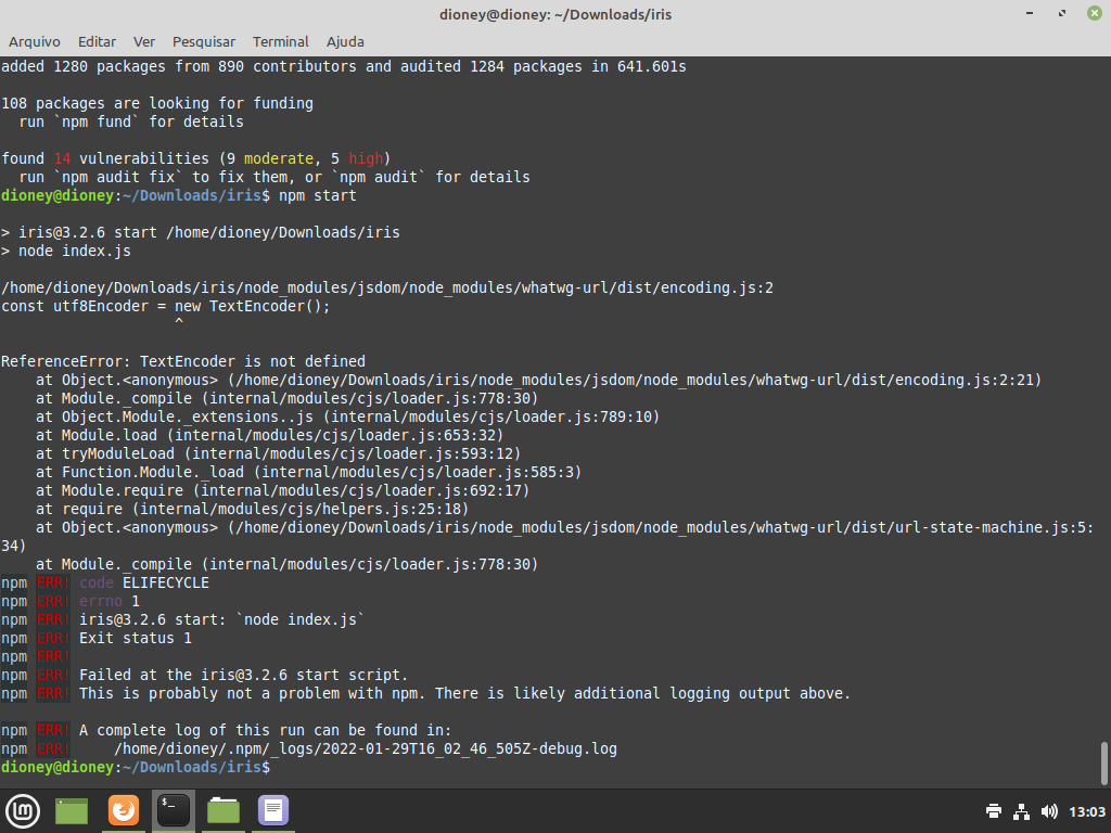 erro ao executar "npm start" · Issue #431 · KillovSky/Iris · GitHub