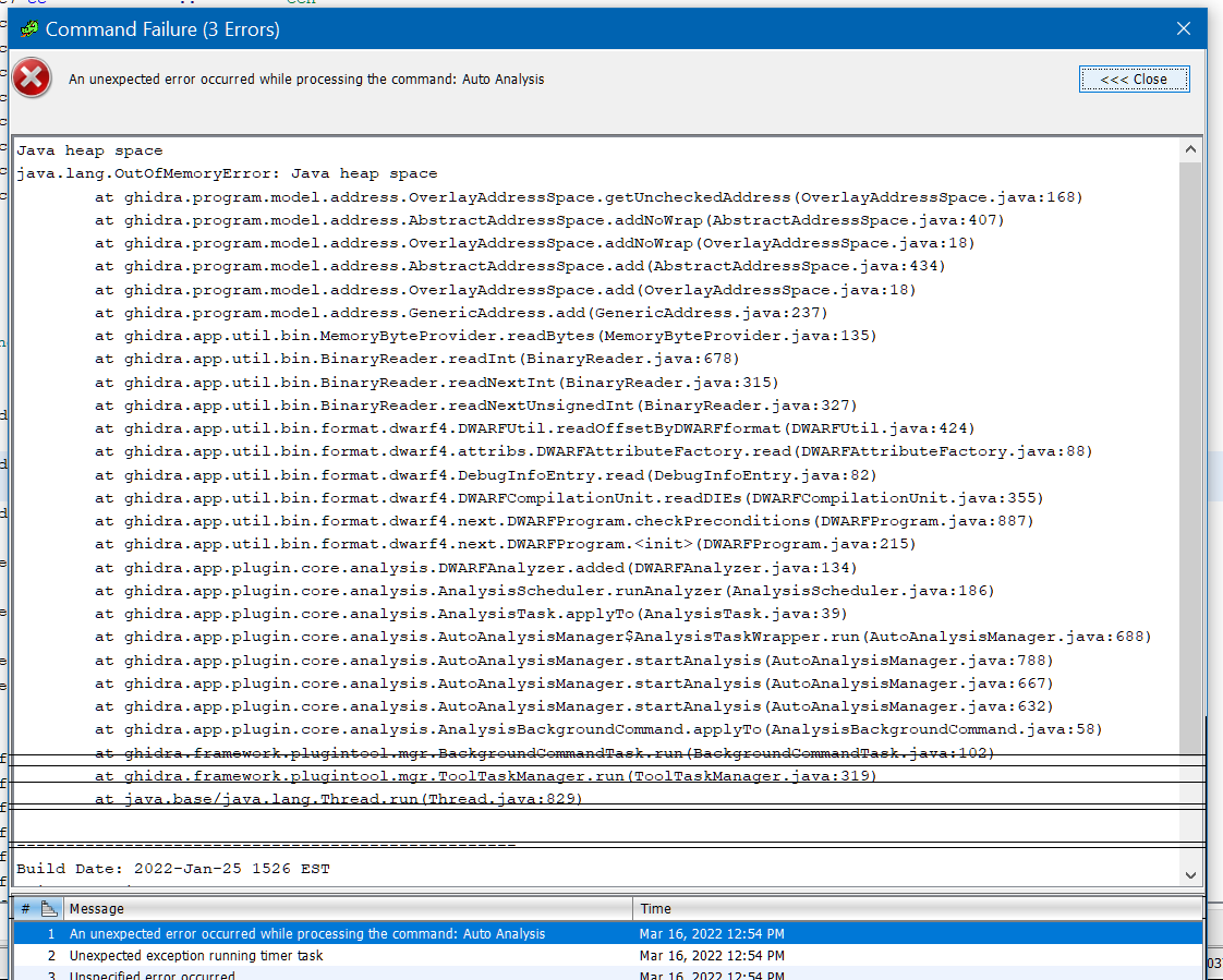 Analysis Of Big Debugdwarf File Fails · Issue 4084 · Nationalsecurityagencyghidra · Github