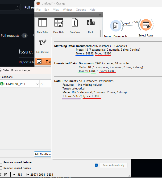 Wrong information about the number of tokens and types · Issue #920 · biolab/orange3-text · GitHub