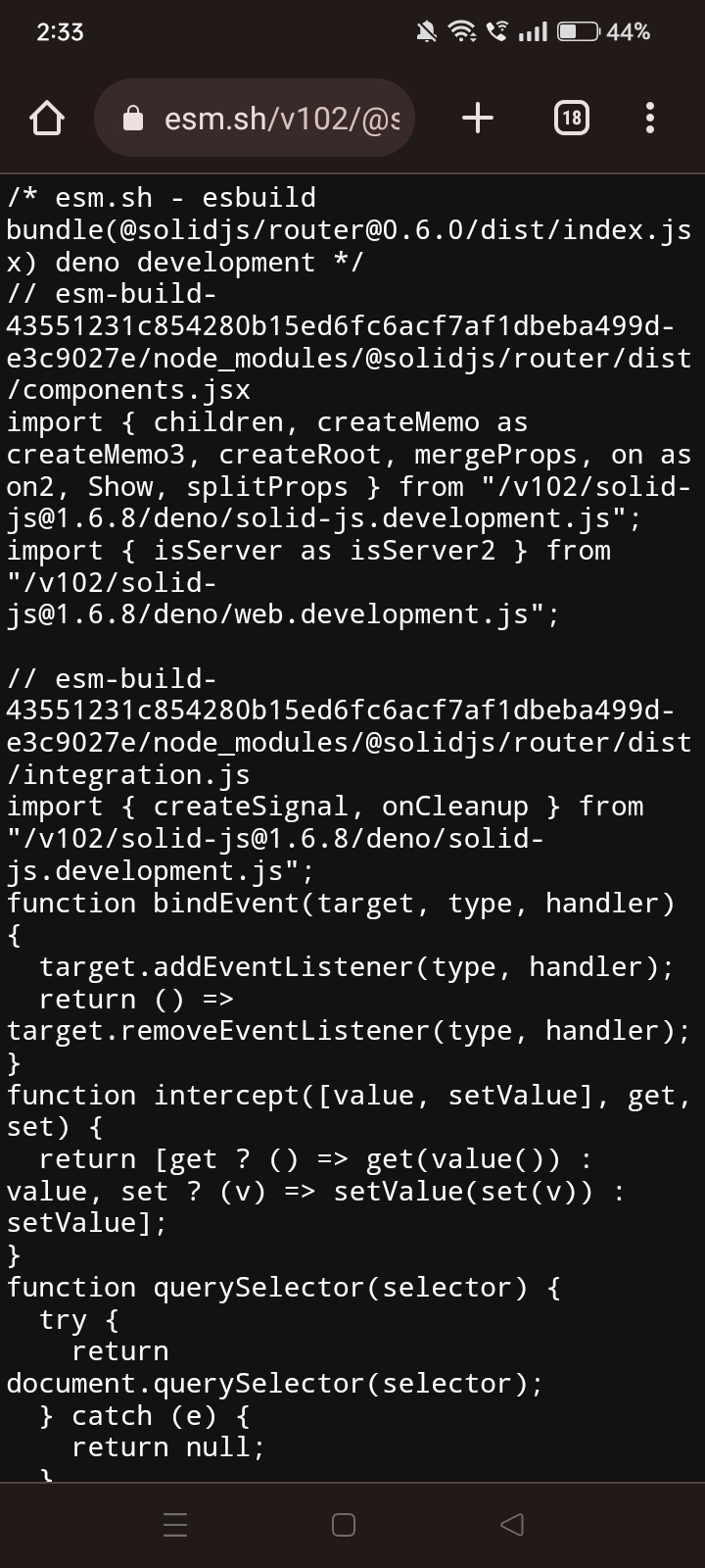 `esm.sh` incorrectly transforms Solid JSX · Issue #496 · esm-dev/esm.sh · GitHub