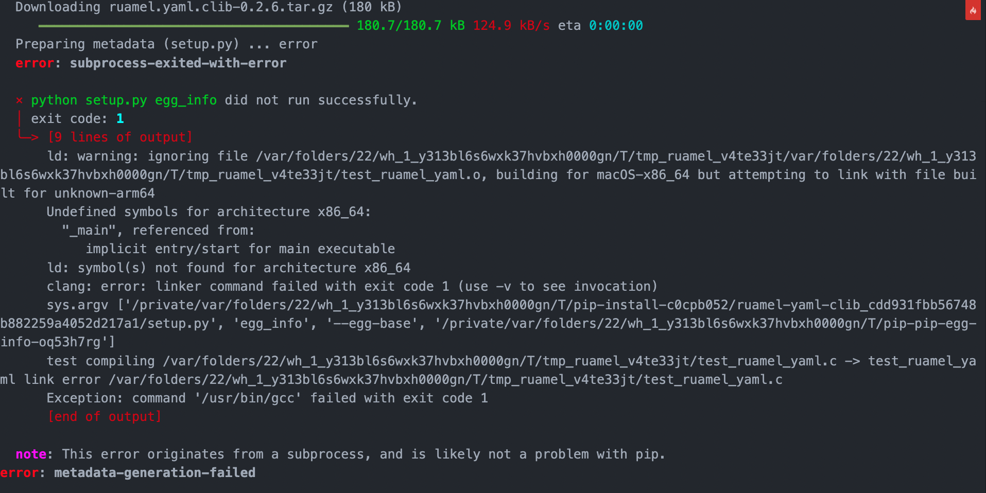 Installation issues in mac M1 chip error: metadata-generation-failed · Issue #1093 · pyannote ...