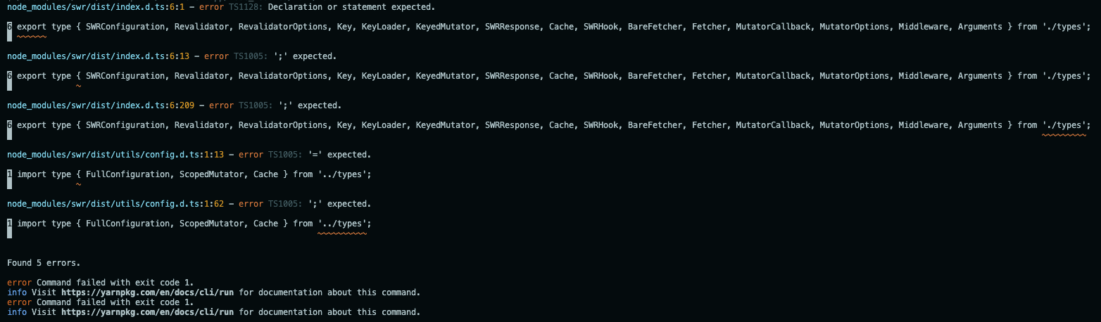 Ts Errors From Nodemodules · Issue 1859 · Vercelswr · Github