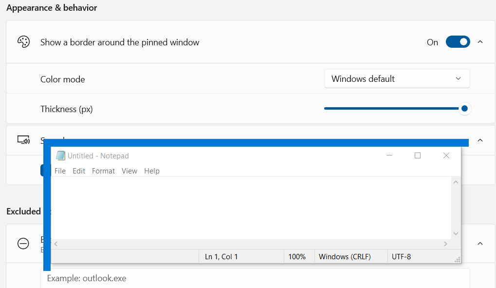 Always on top border alignment issue when changing border thickness ...