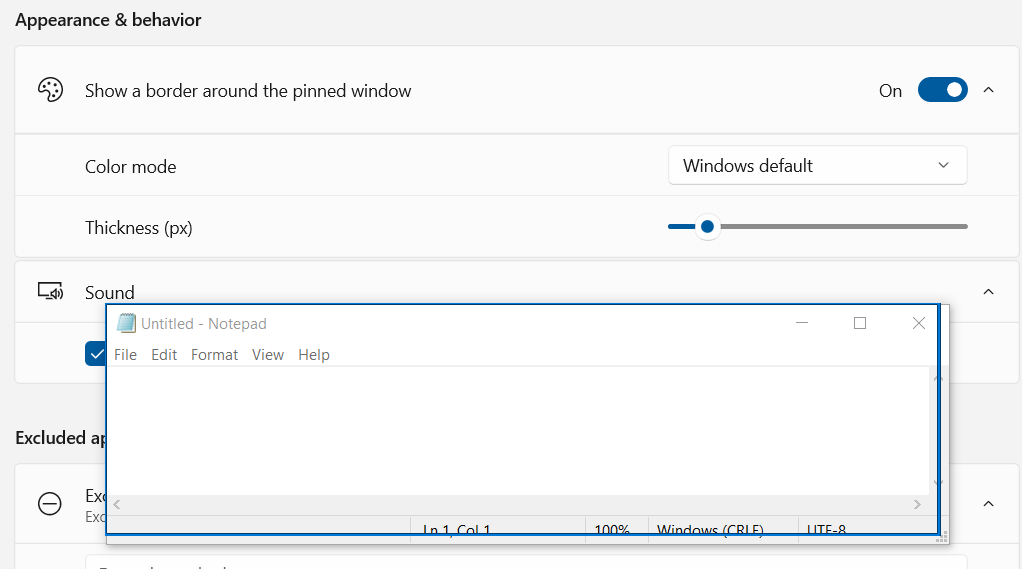 Always on top border alignment issue when changing border thickness ...