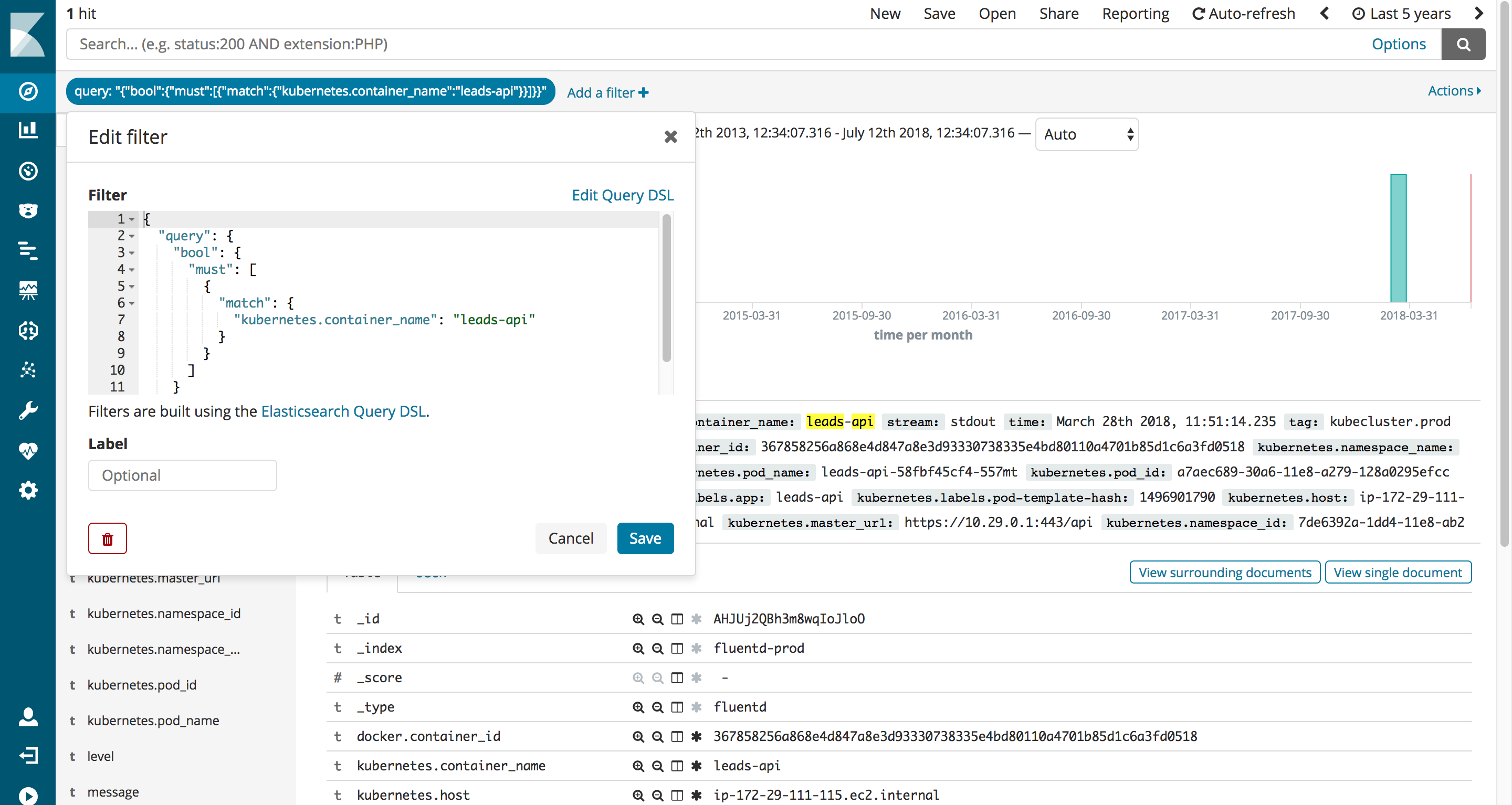 Results available in 'Dev Tools' but not in Discover · Issue #20516 · elastic/kibana · GitHub
