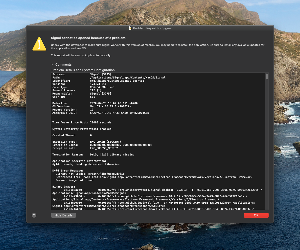 macOS 10.15.4: .zip update expansion breaks symlinks · Issue #4095 · signalapp/Signal-Desktop ...