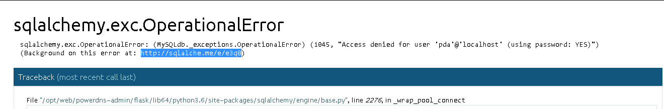 Mysqldb Exceptions Operationalerror 1045 Access Denied For User · Issue 733 · Powerdns