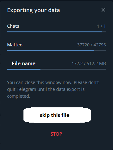[Feature Request] Skip file when export · Issue #5834 · telegramdesktop/tdesktop · GitHub