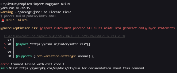 @compiled/parcel-optimizer breaks CSS @import 'https://...' rule with Parcel 2 · Issue #1202 ...